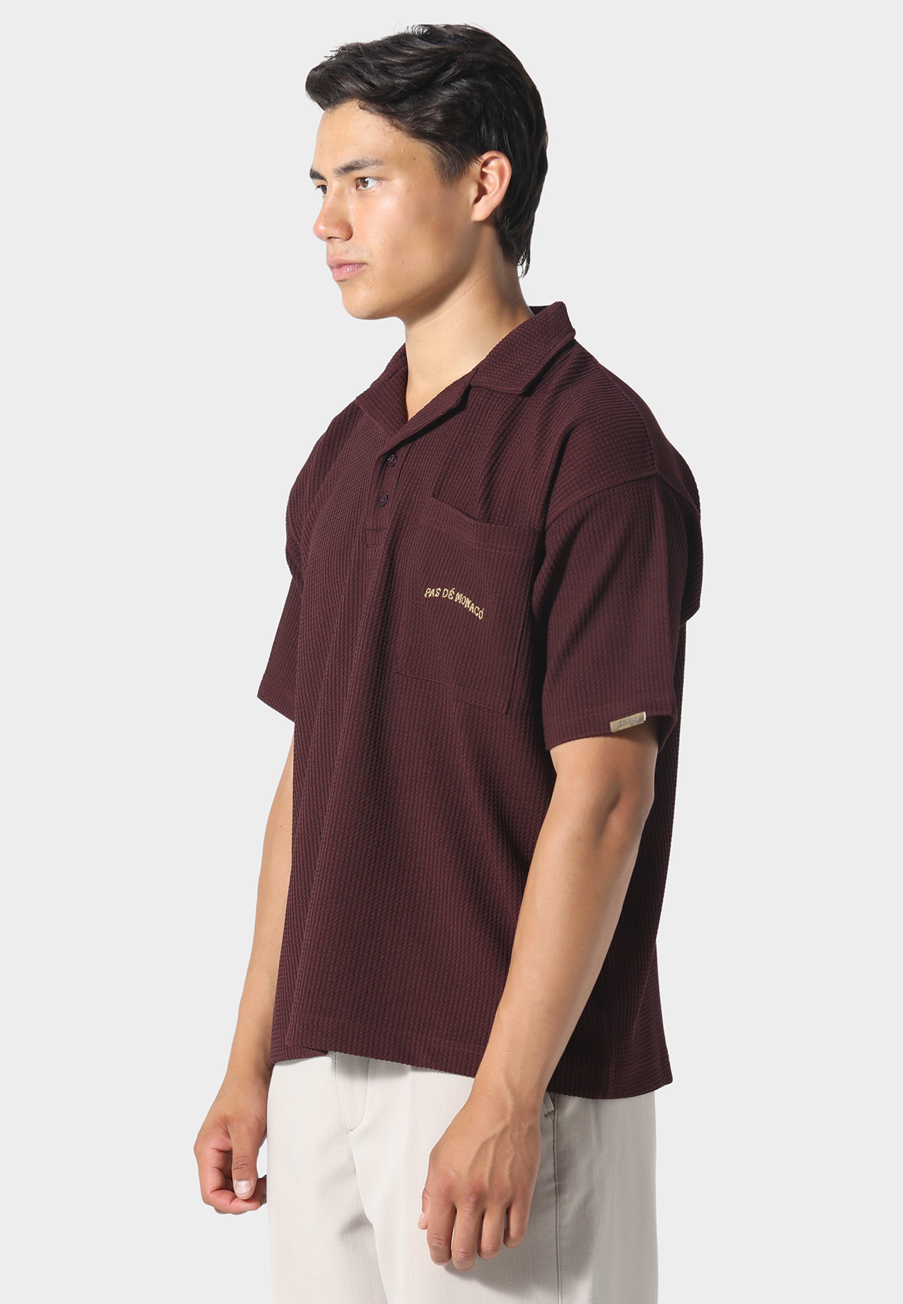 Waffle Deep Maroon Polo – PAS DE MONACO